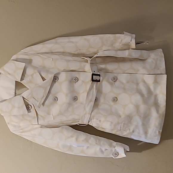 Merona | Jackets & Coats | 32 Nwt Meron Tan White Polka Dot Trench ...